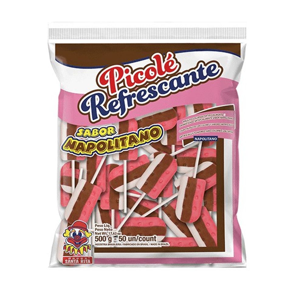 Pirulito Picolé Refrescante Sabor Napolitano 500g Santa Rita - colibri