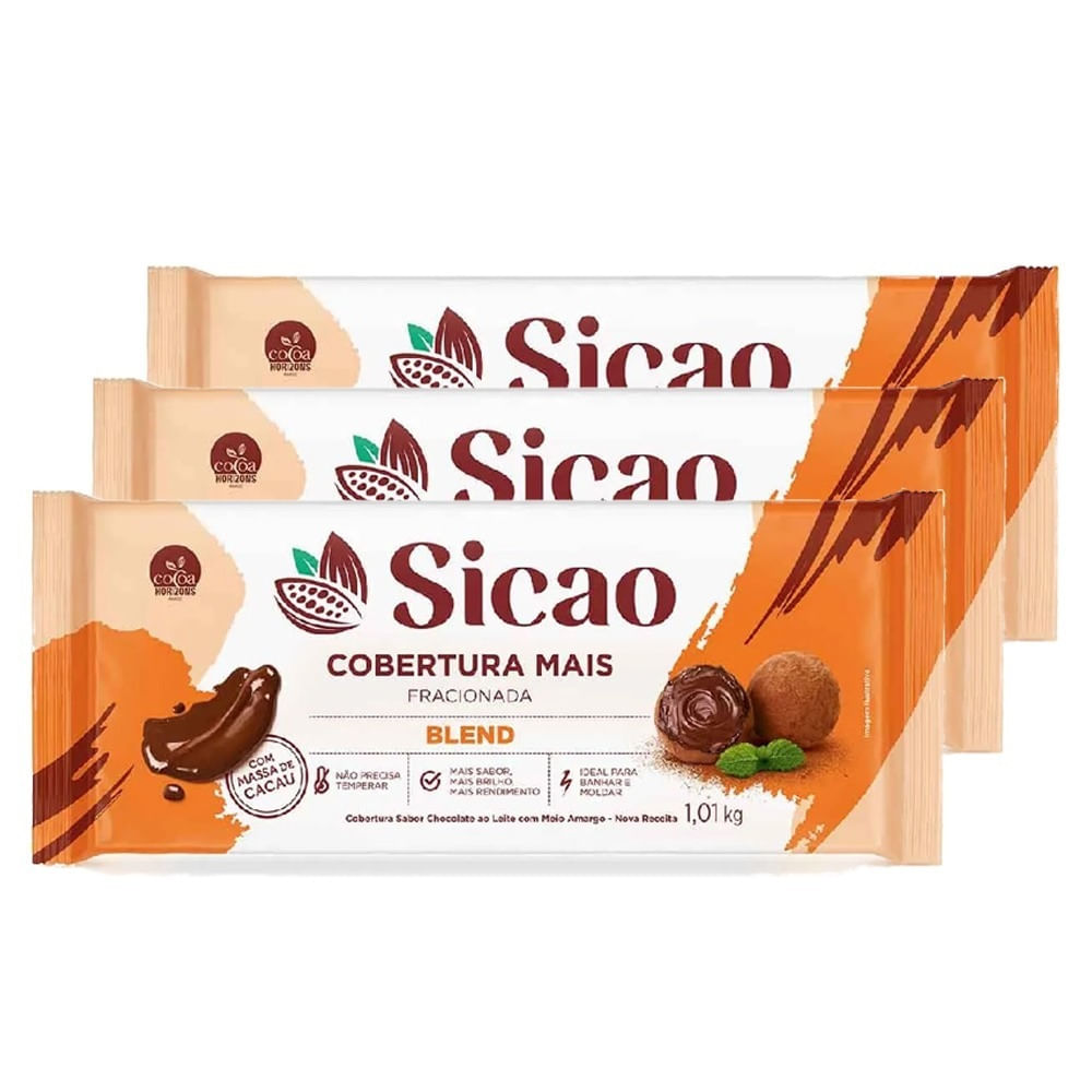 Kit Com 3 Coberturas Mais Blend Barra 1,01kg Sicao - colibri