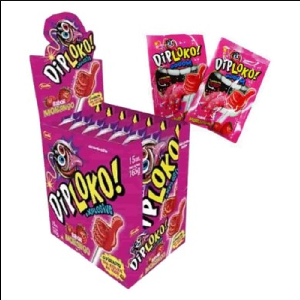 Pirulito Diploko Boom Sabor Morango 15x11g 165g Danilla - colibri