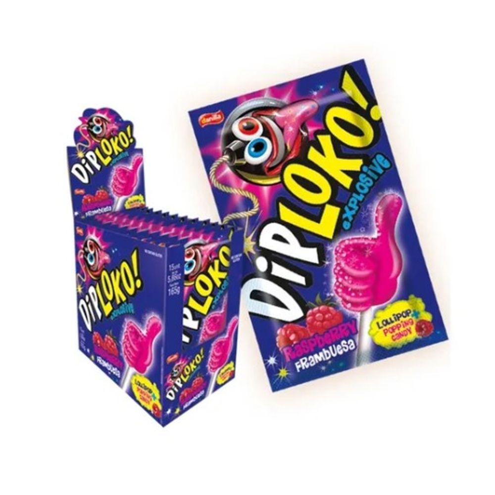 Pirulito Diploko Booom Framboesa 15x11g 165g Danilla Foods - colibri